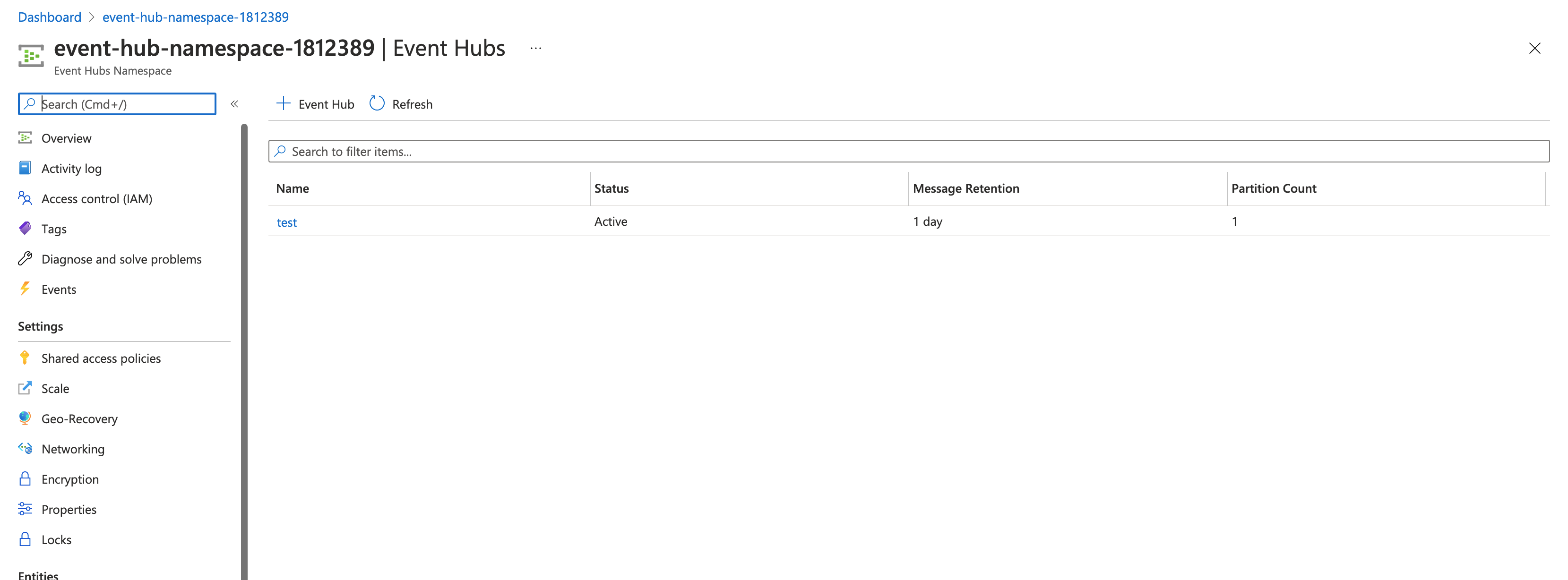 Azure EventHub Monitor – DataSet Customer Portal