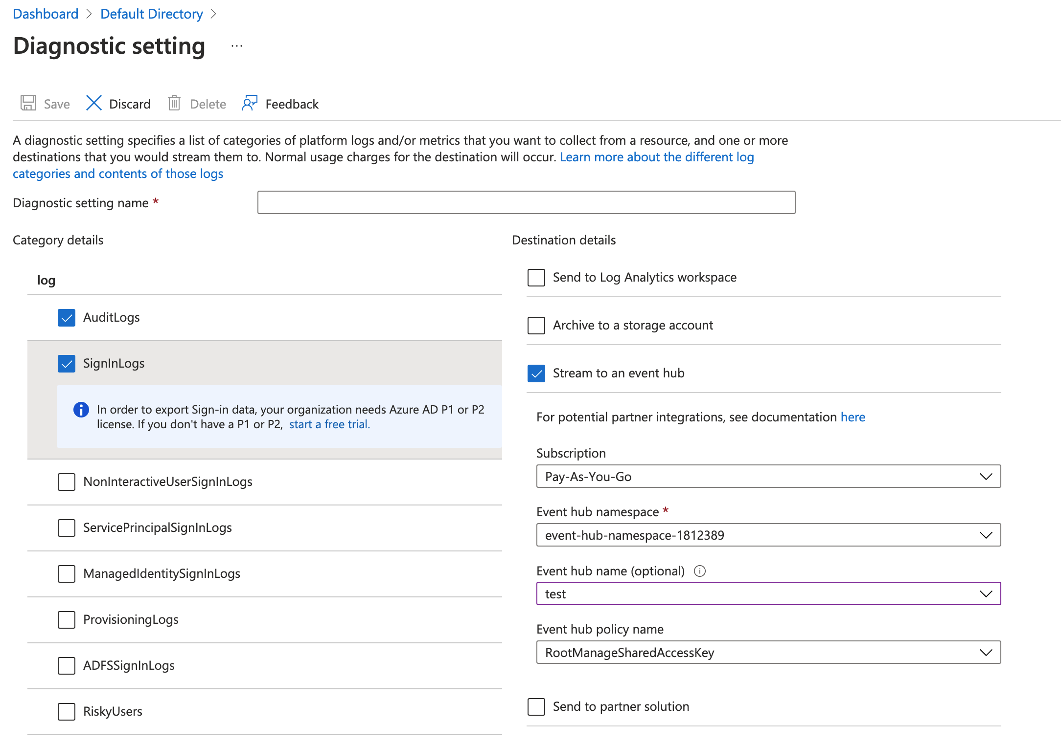 Azure EventHub Monitor – DataSet Customer Portal